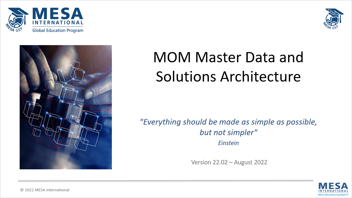 MOM Master Data and Solutions Architecture - MOM Institute